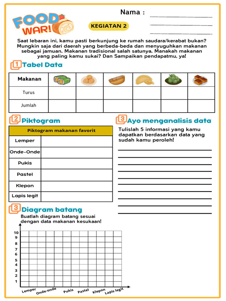 LKPD Penyajian Data Kelas 5 (21 x 33 cm) | PDF