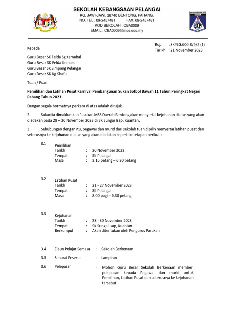 Surat Latihan Pusat Bawah 11 Tahun 2023-1 | PDF