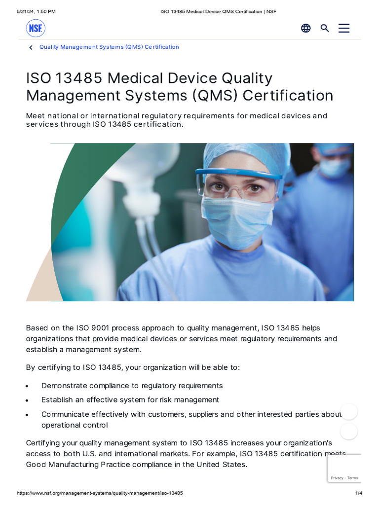 ISO 13485 Medical Device QMS Certification | PDF | Medical Device ...