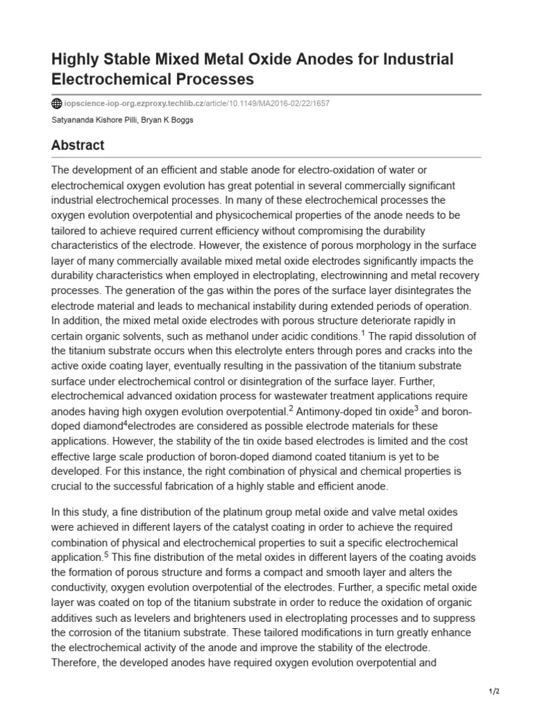 Iopscience-Iop-Org - Ezproxy.techlib - Cz-Highly Stable Mixed Metal ...