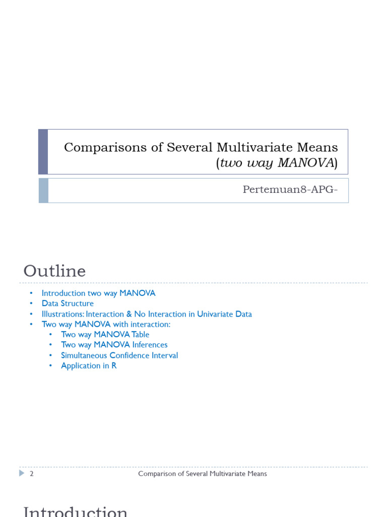 Comparisons of Several Multivariate Means III - Two Way MANOVA | PDF ...