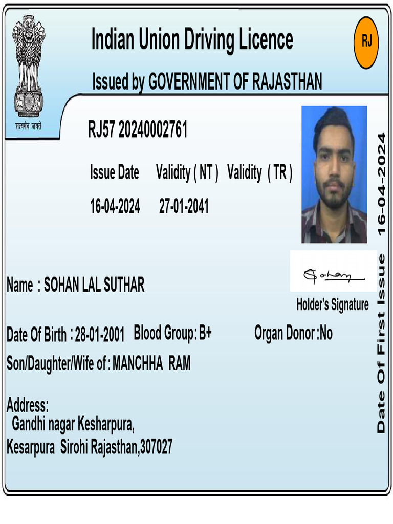 Rajasthan Driving Licence Details | PDF