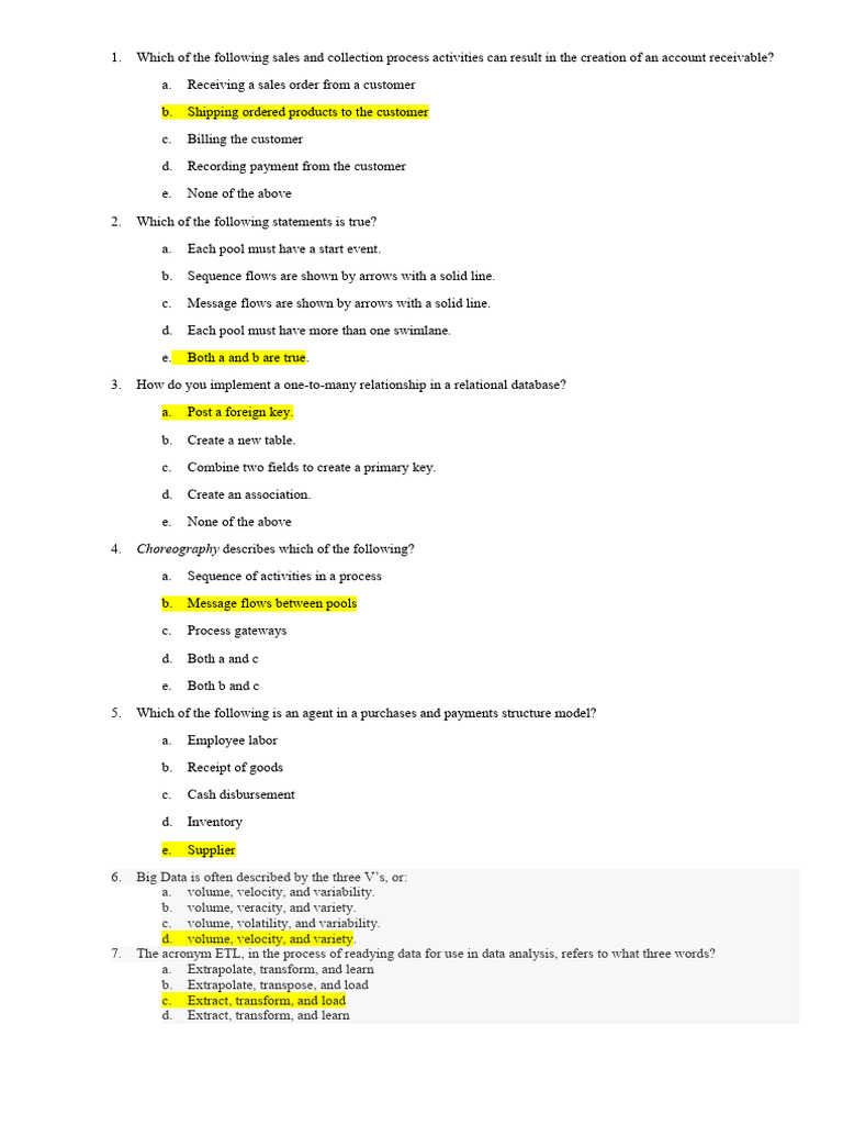 Ais Fwa MCQ | PDF | Business Process | Data Warehouse