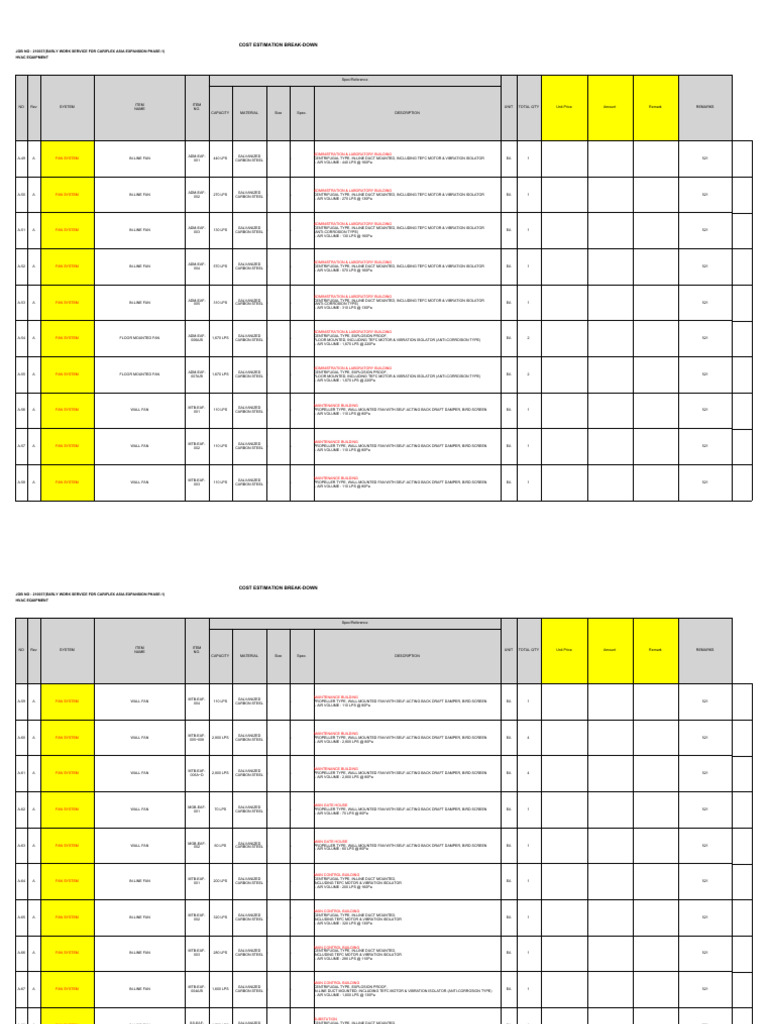 Fan Hvac BM | PDF | Duct (Flow) | Steel