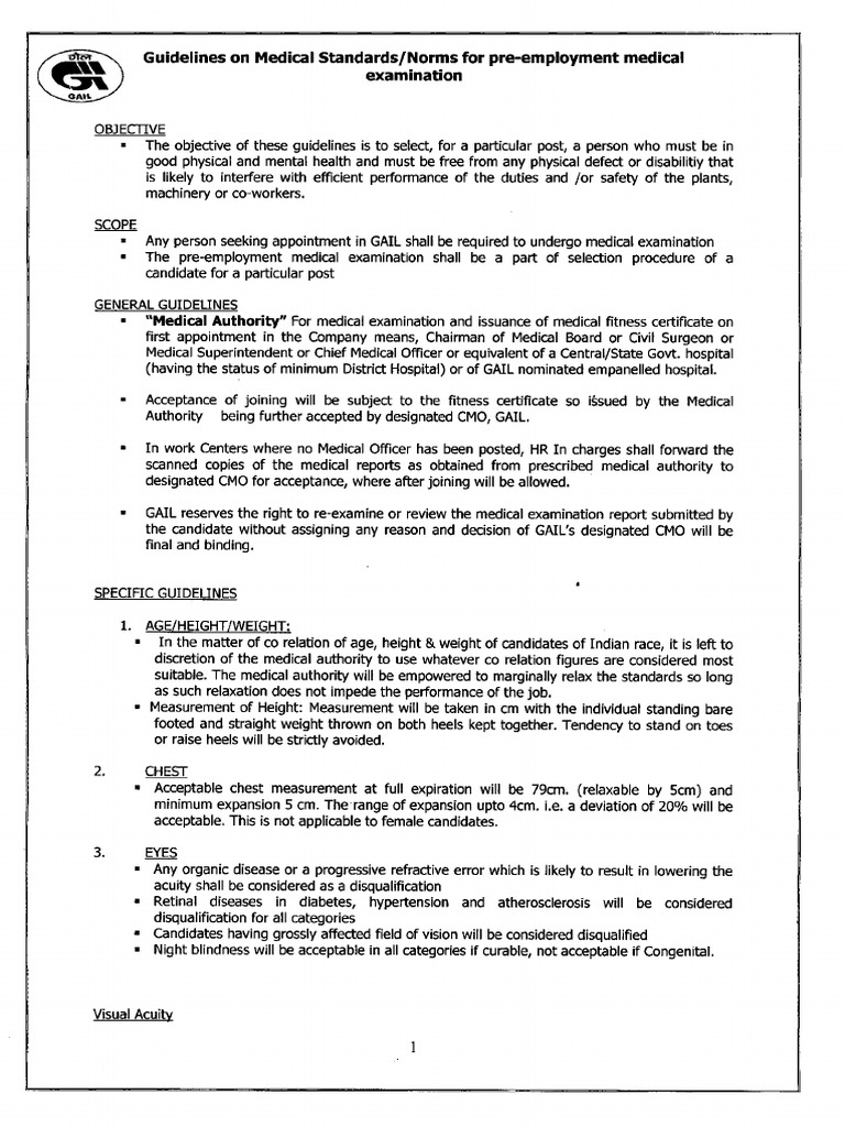 GAIL Medical Rules | PDF