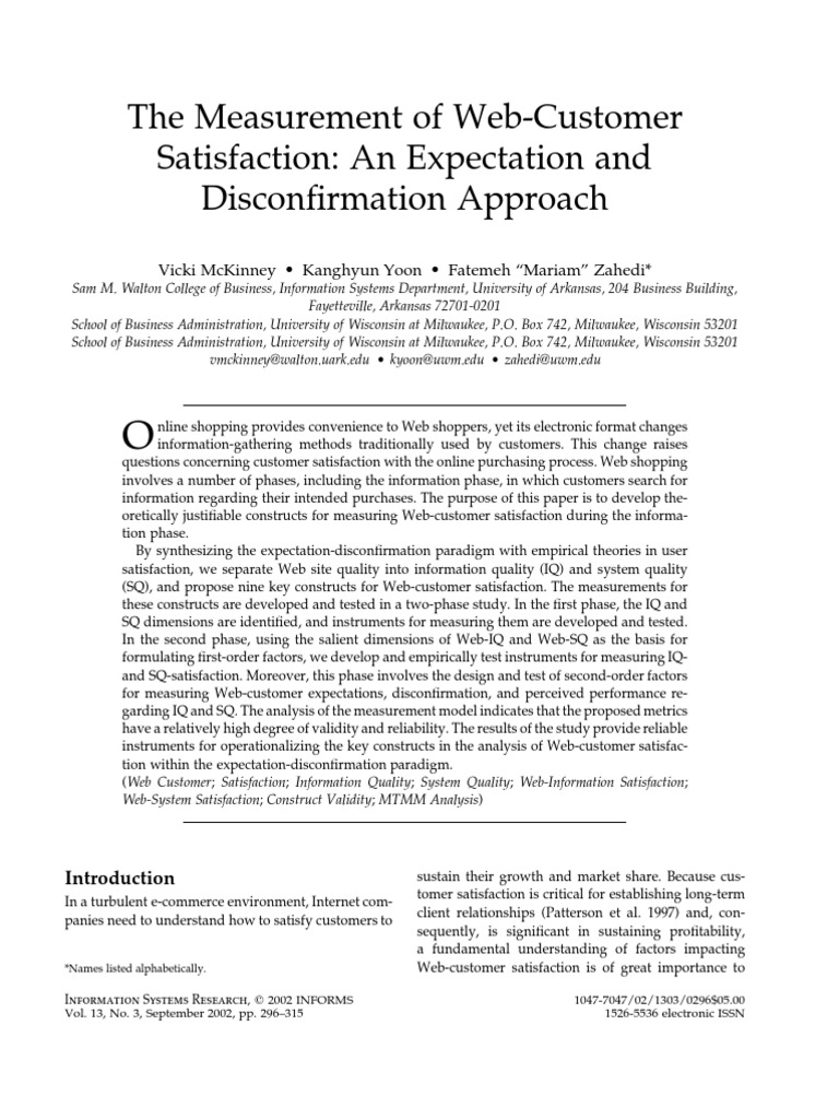 Measuring Web-Customer Satisfaction | PDF | Customer Satisfaction ...
