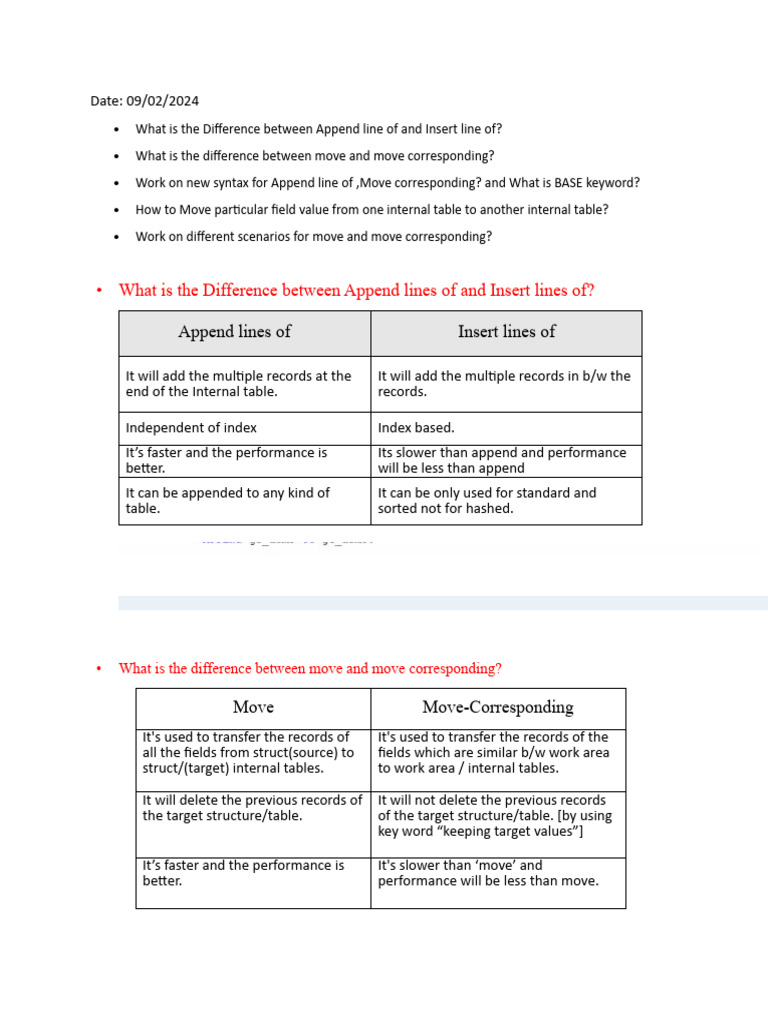 SAP Internal Table Operations Explained | PDF | Computer Programming ...