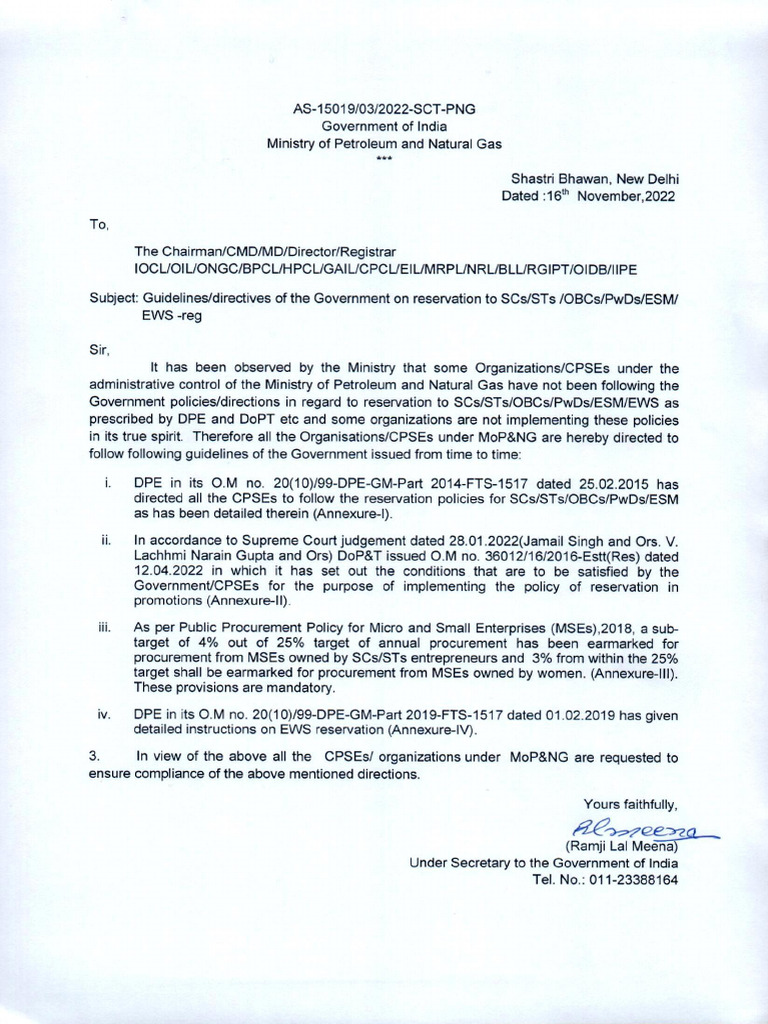 Govt Reservation Policy | PDF