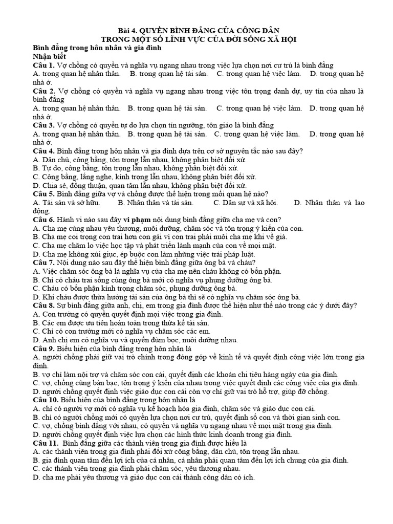 gdcd 12 cuối kì 1 | PDF