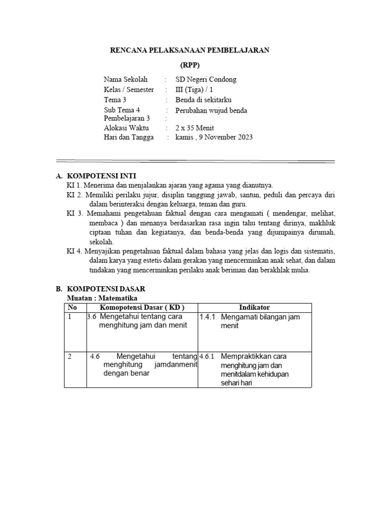 RPP B.indonesia Kelas 2 Tema 3 Subtema 4 | PDF | Karier & Perkembangan | Seni & Disiplin Bahasa