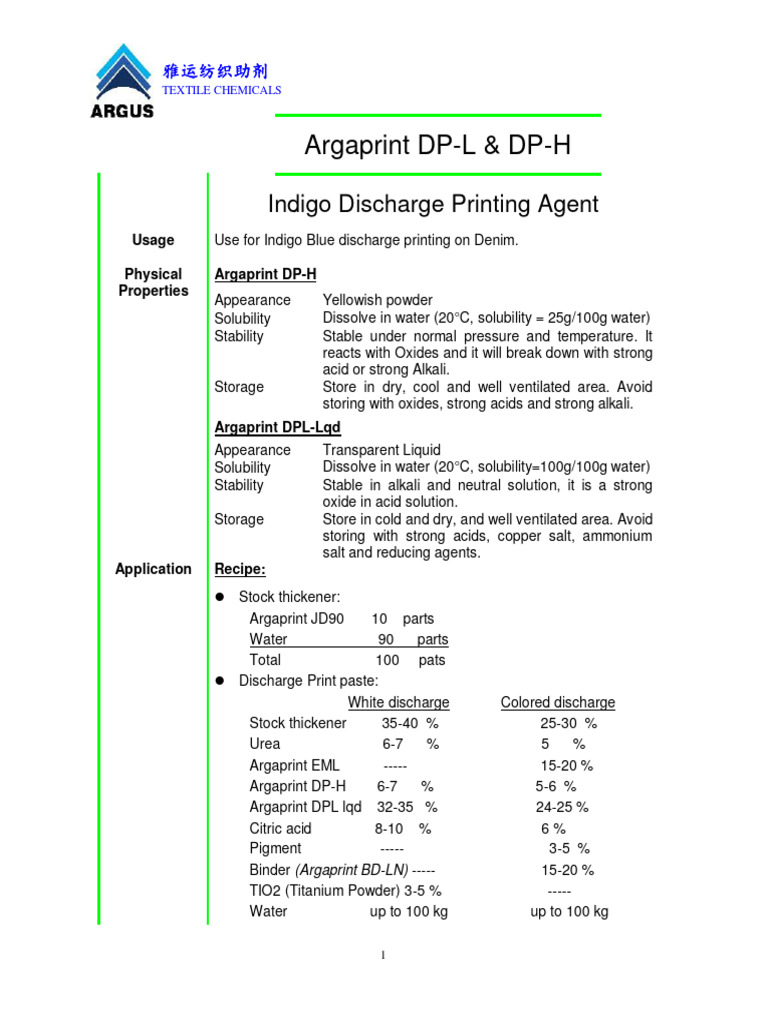 Argaprint DPL Liq TDS | PDF | Solubility | Water