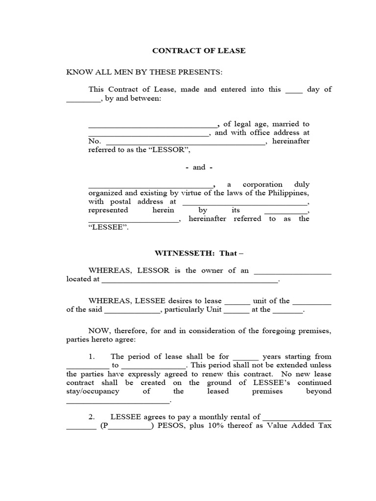Lease (Format) | PDF | Lease | Renting