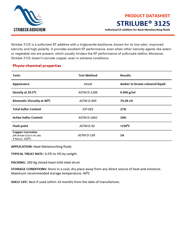 Strilube 3125 TDS | PDF | Corrosion | Viscosity