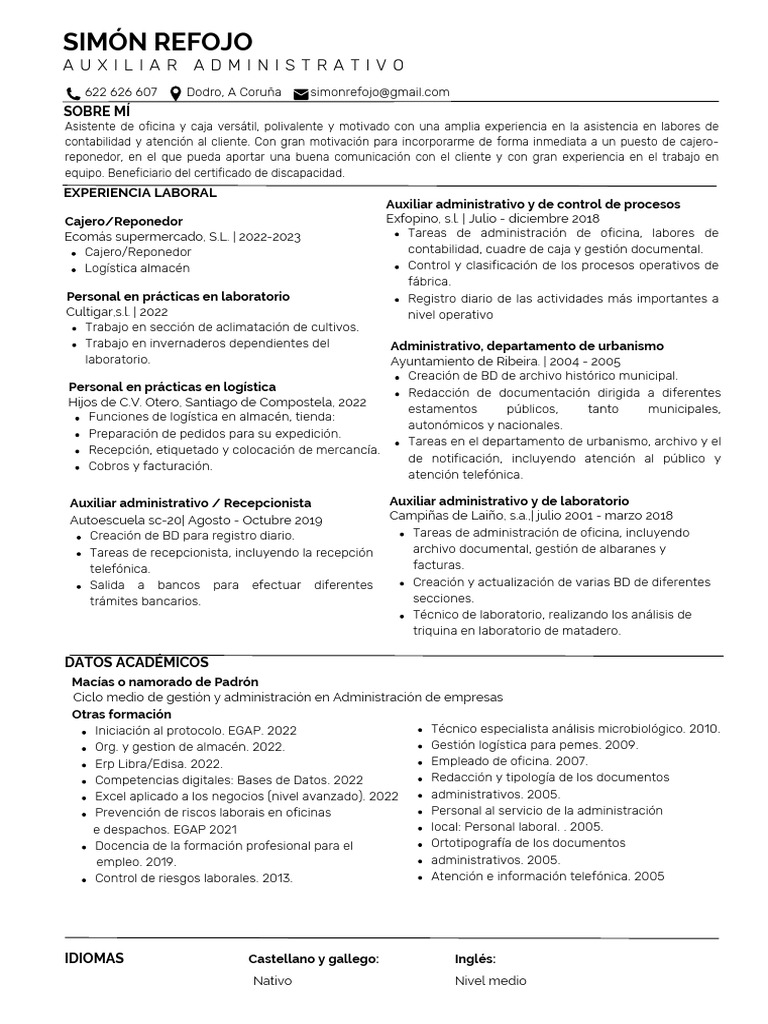 CV Simón | PDF | Business