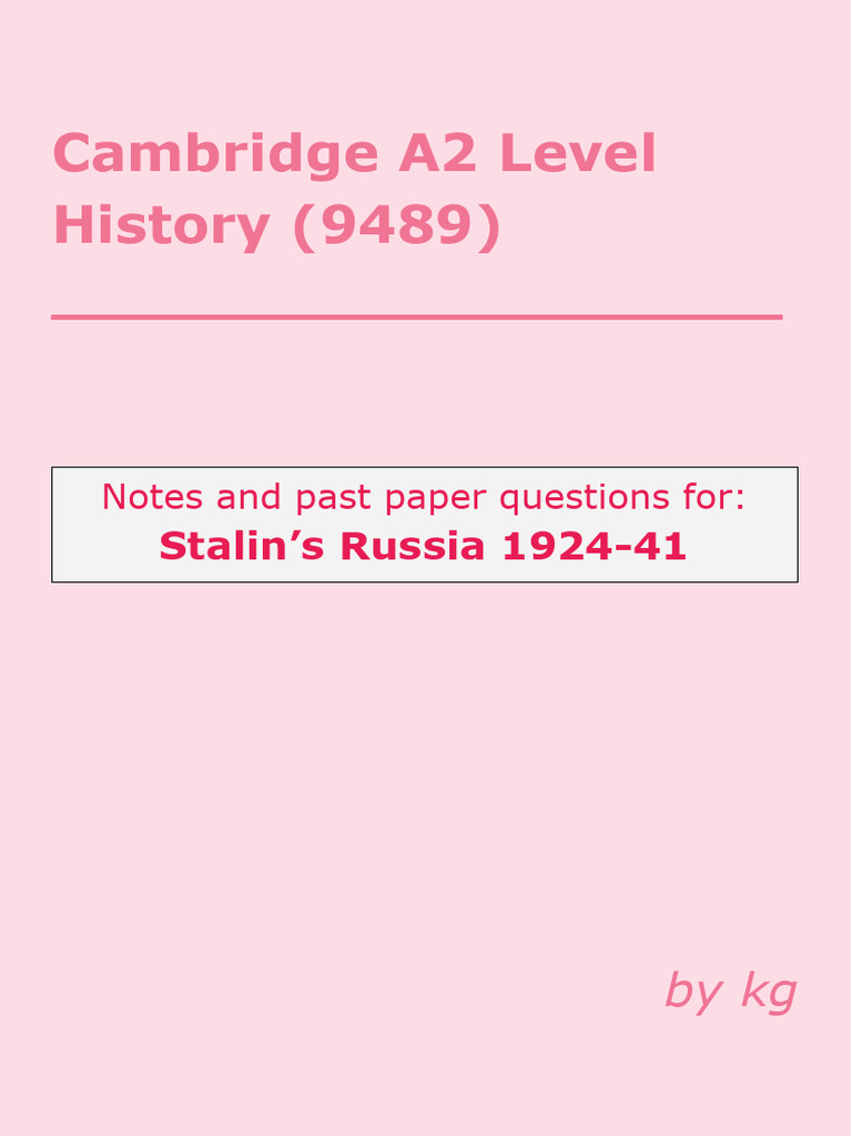 Stalin Notes and Past Paper Questions | PDF | Joseph Stalin | Communist ...