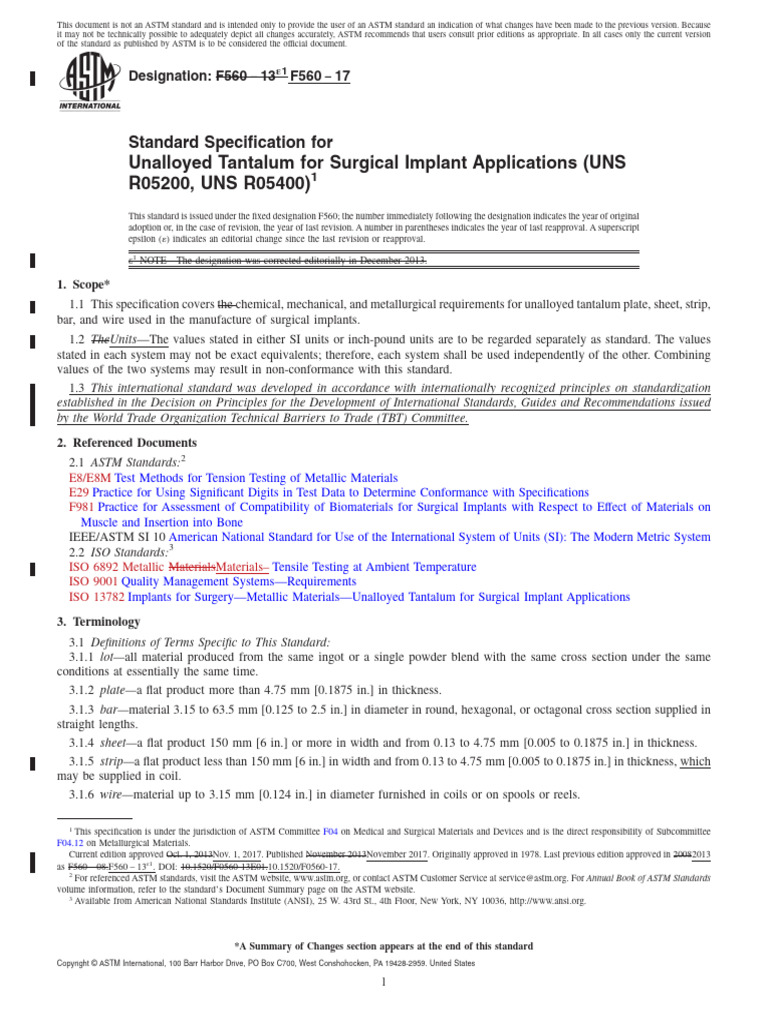 Astm F560-17 Redline | PDF | Strength Of Materials | Chemical Elements