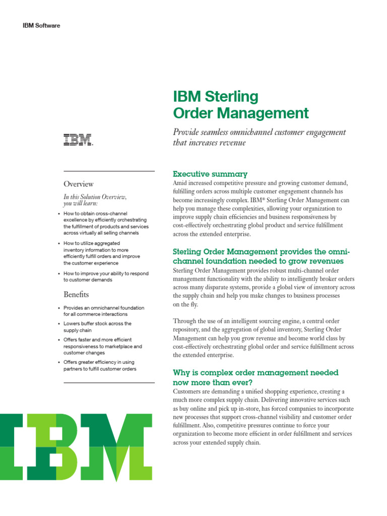 Solution Guide - IBM Sterling Order Management - Lightwell | PDF ...
