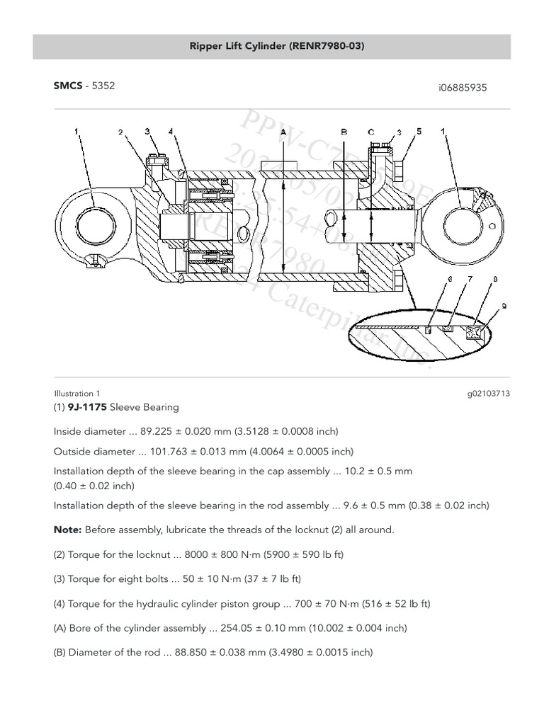 Ripper Lift Cylinder Spec | PDF | Cylinder (Engine) | Machines