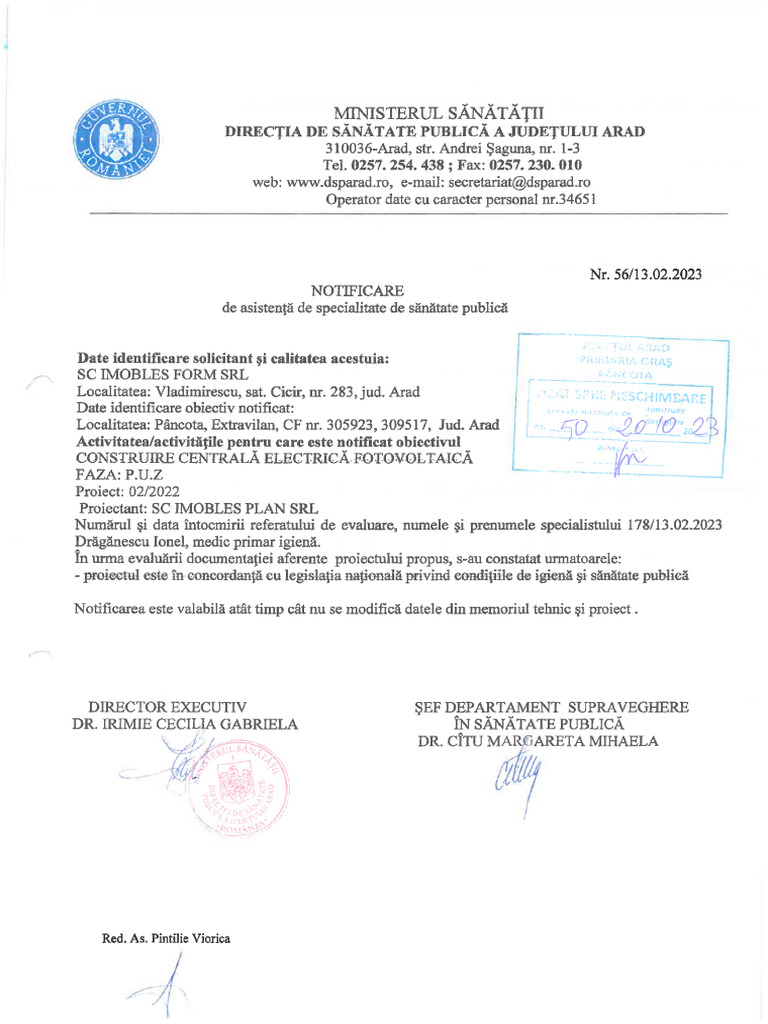 Notificare DSP | PDF