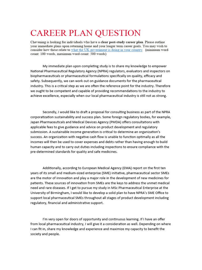 Career Plan Question | PDF | Small And Medium Sized Enterprises ...