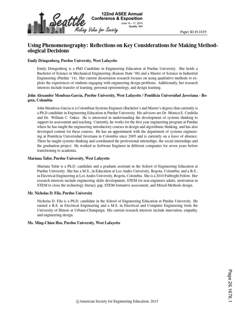Using Phenomenography Reflections On Key Considerations For Making ...