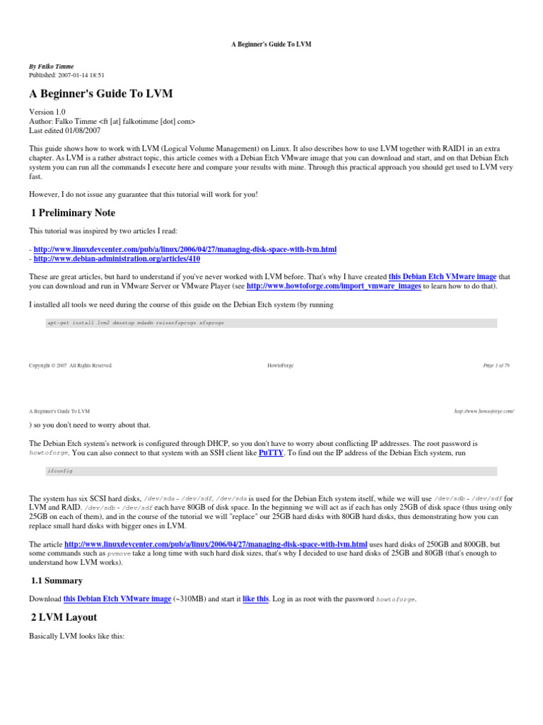 LVM Beginner | PDF | File System | Data Management
