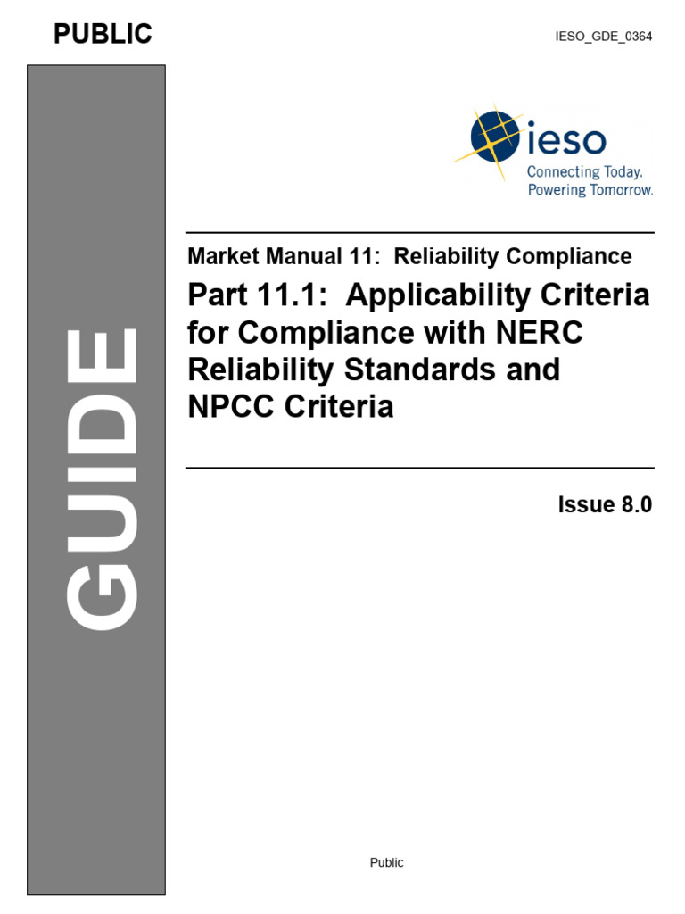 IESO Applicability Criteria For Compliance With NERC Standards and NPCC ...