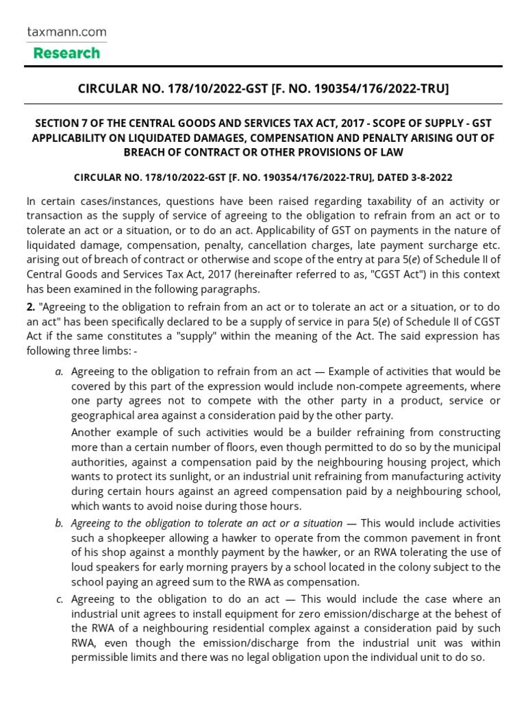 GST on Contractual Penalties | PDF | Damages | Liquidated Damages