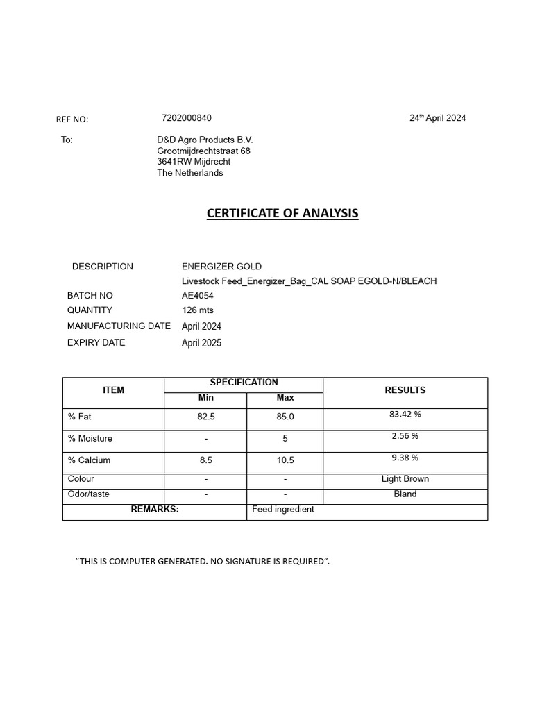 Livestock Feed Analysis Report | PDF | Palm Oil | Soap