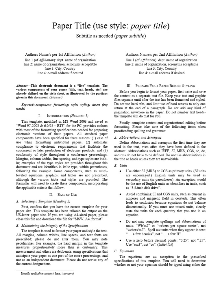 IEEE Template | Download Free PDF | International System Of Units | Bracket