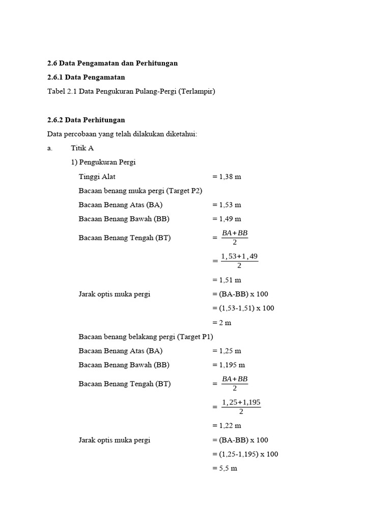 Pengukuran Elevasi Pulang-Pergi | PDF