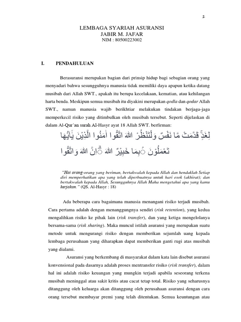 Asuransi Syariah JABIR M. JAFAR | PDF | Politik | Ilmu Sosial