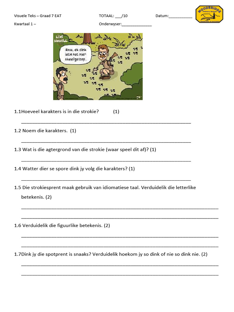 Visuele Teks Vrae en ANTWOORDE GR 7 FAL | PDF