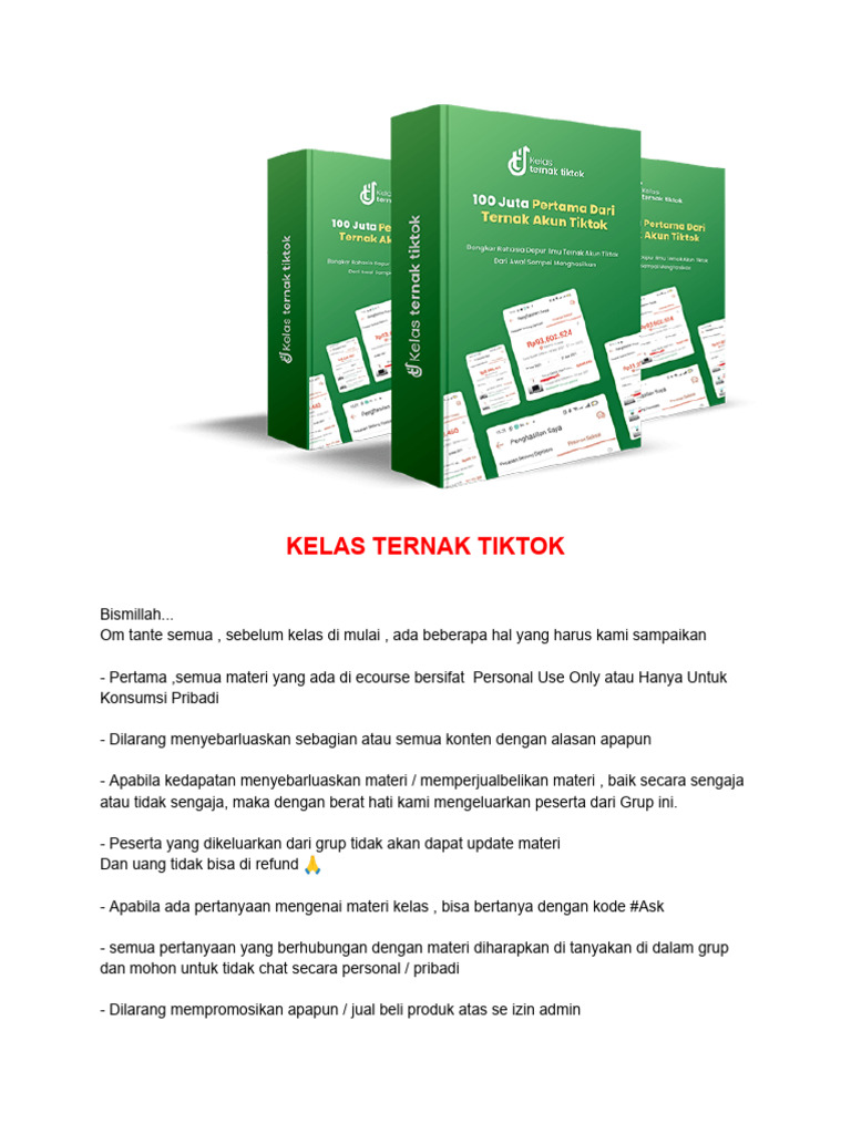 100 Juta pertama dari ternak akun tiktok - PRIVAT Ternak Tiktok | PDF