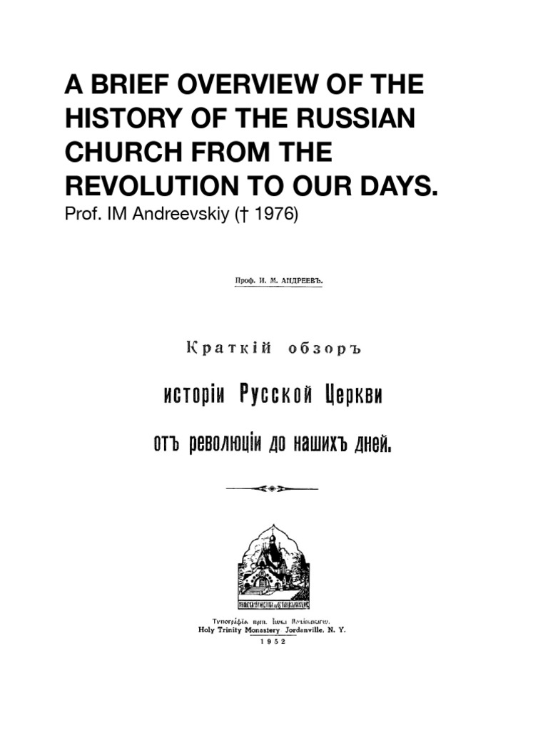 A Brief Review of The History of The Russian Church From The Revolution ...