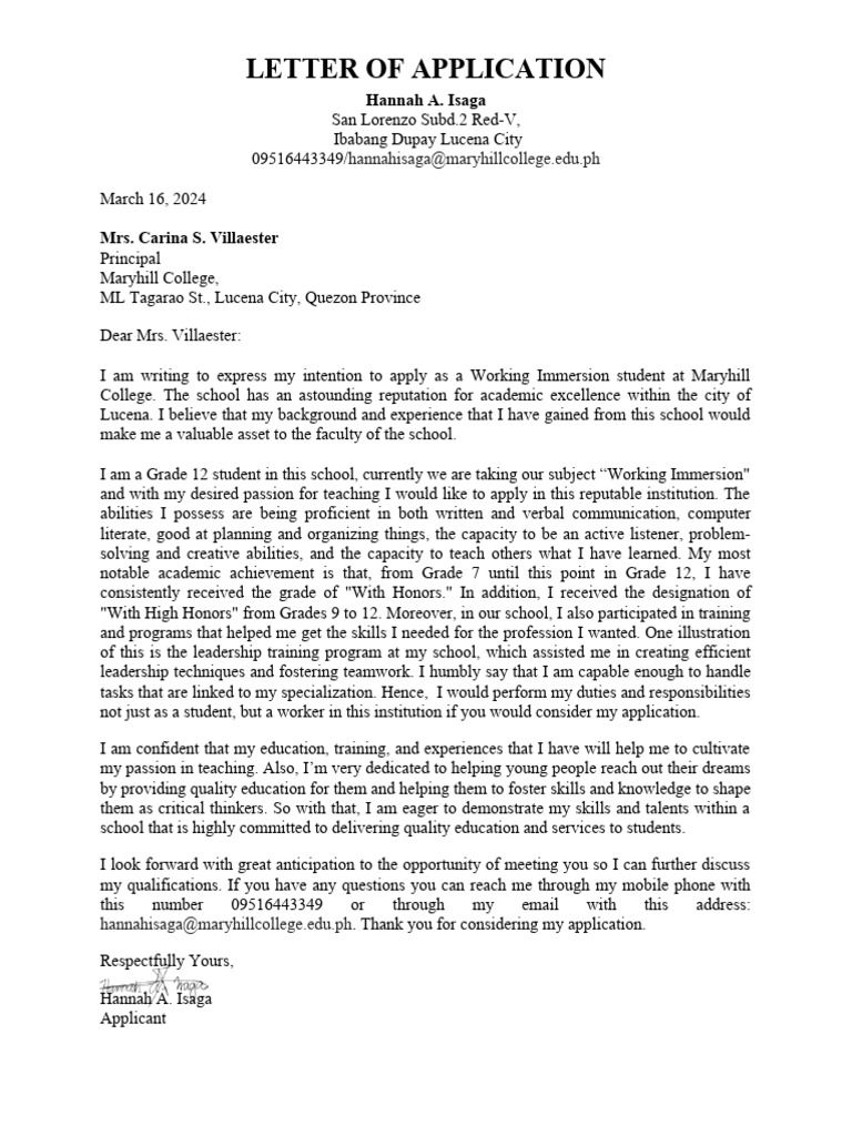 Application Letter | PDF | Cognitive Science | Human Communication