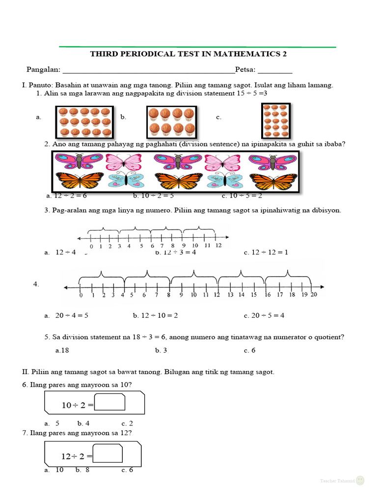 Third Periodical Test Math 2 | PDF