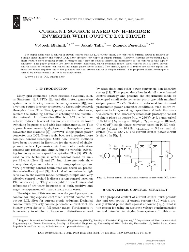 Current Source Based On H-Bridge Inverter With Out | PDF | Power ...