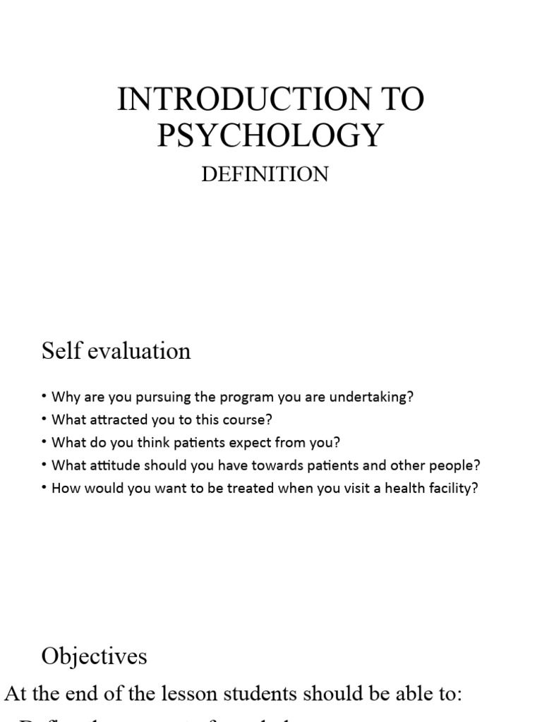 Psychology Intro BSS 201 | PDF | Psychology | Psychological Concepts
