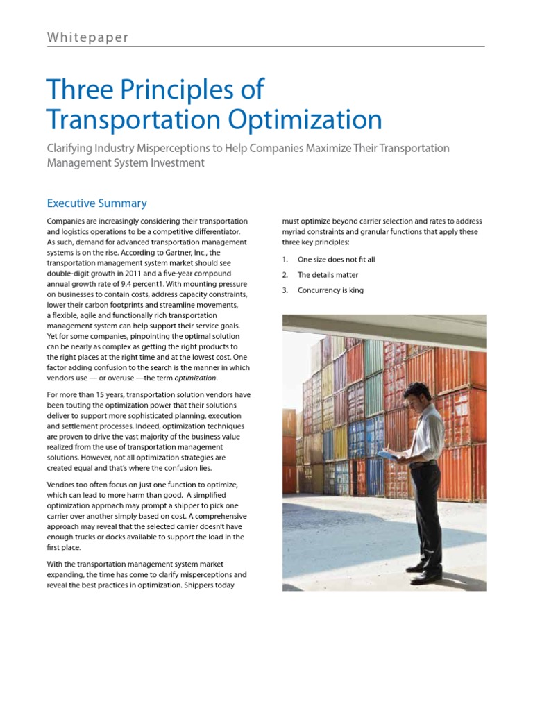 Three Principles of Transportation Optimization JDA White Paper | PDF | Logistics | Mathematical ...