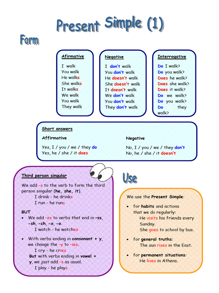 PRESENT SIMPLE - Unit 2 - Revision | PDF | Linguistic Typology ...