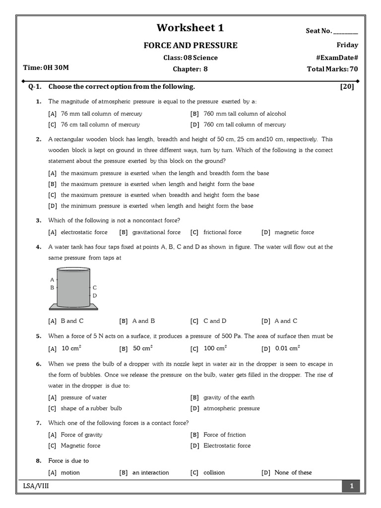 QP CH 8 DT 03 05 2024 42920247429138 | PDF | Force | Pressure