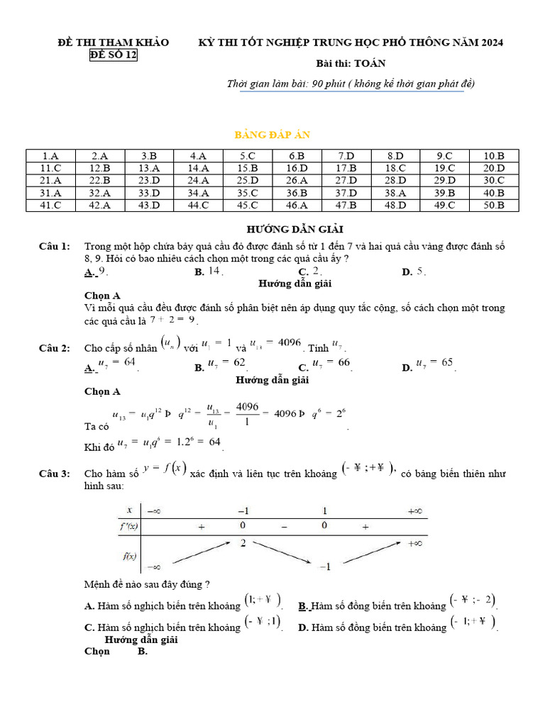 Toan HDG - Dap An de So 12 | PDF