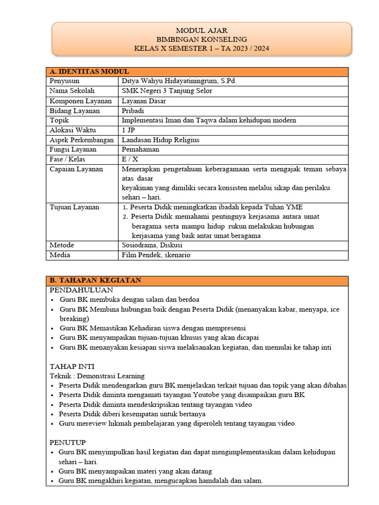 Modul Ajar BK | PDF | Karier & Perkembangan | Ilmu Sosial