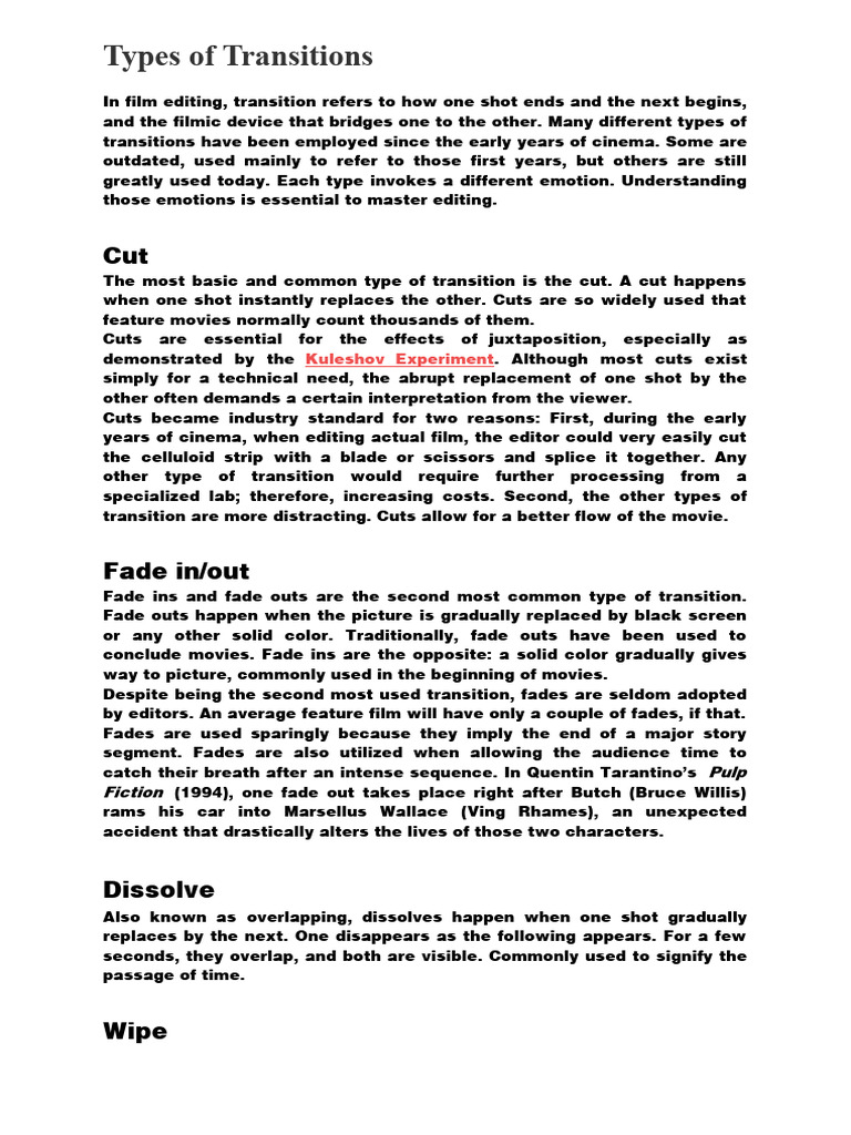 Types of Transitions | PDF | Pulp Fiction