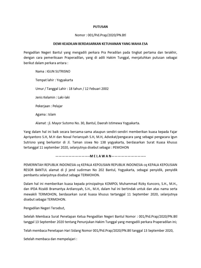 Putusan Pra Peradilan | PDF