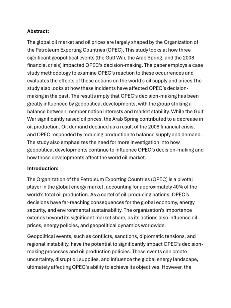 Research Paper | PDF | Opec | 1973 Oil Crisis