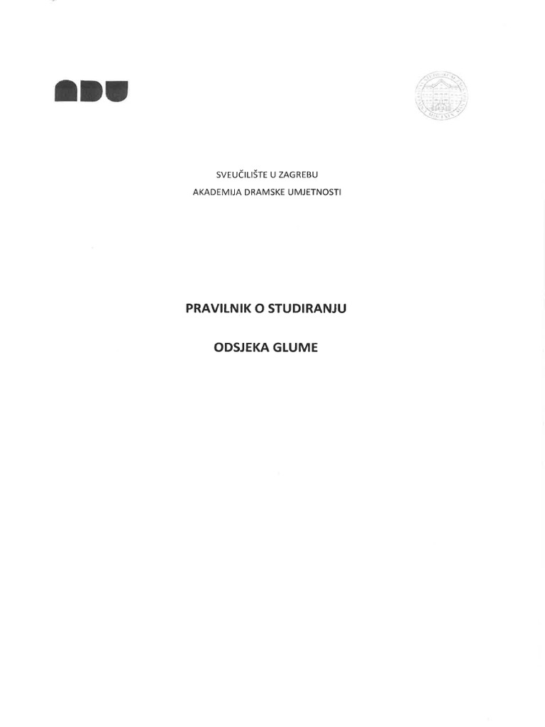 Pravilnik o Studiranju Odsjeka Glume | PDF