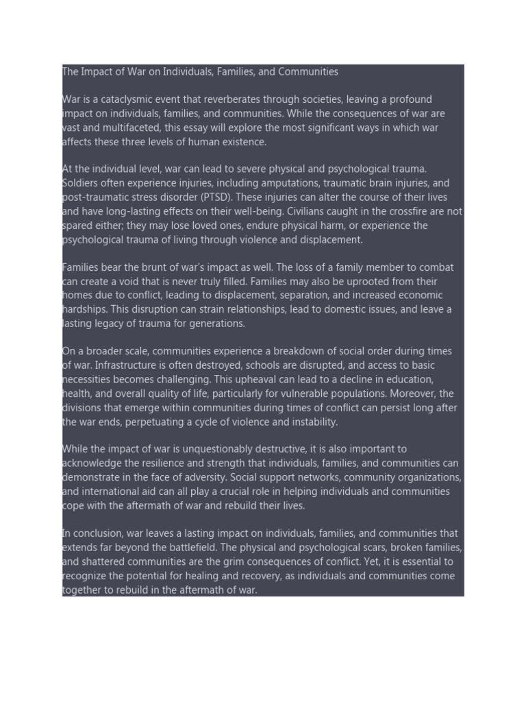 Effects of War on People and Communities | PDF | Psychological Trauma ...