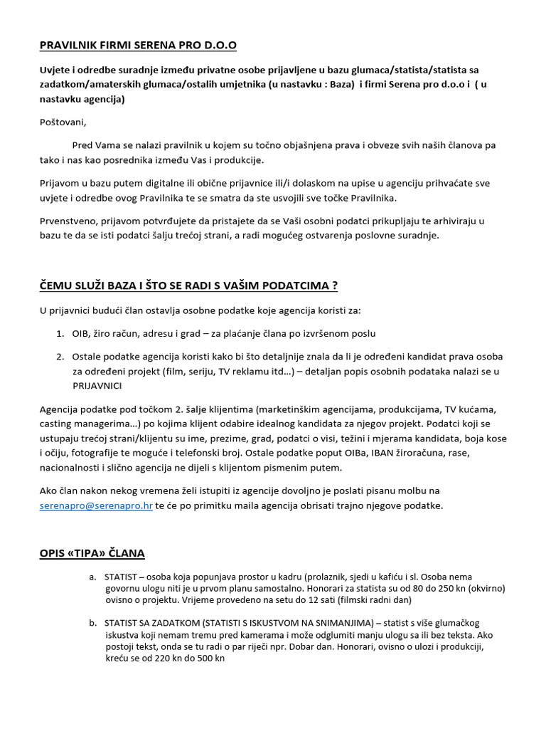 Pravilnik Serena Pro 2020 | PDF